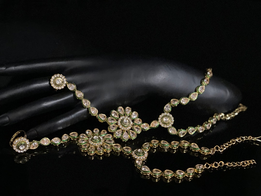 Hathphool/hath Panja/pair/real Kundan/hand Jewelry/ Pair/2/hand Harness ...