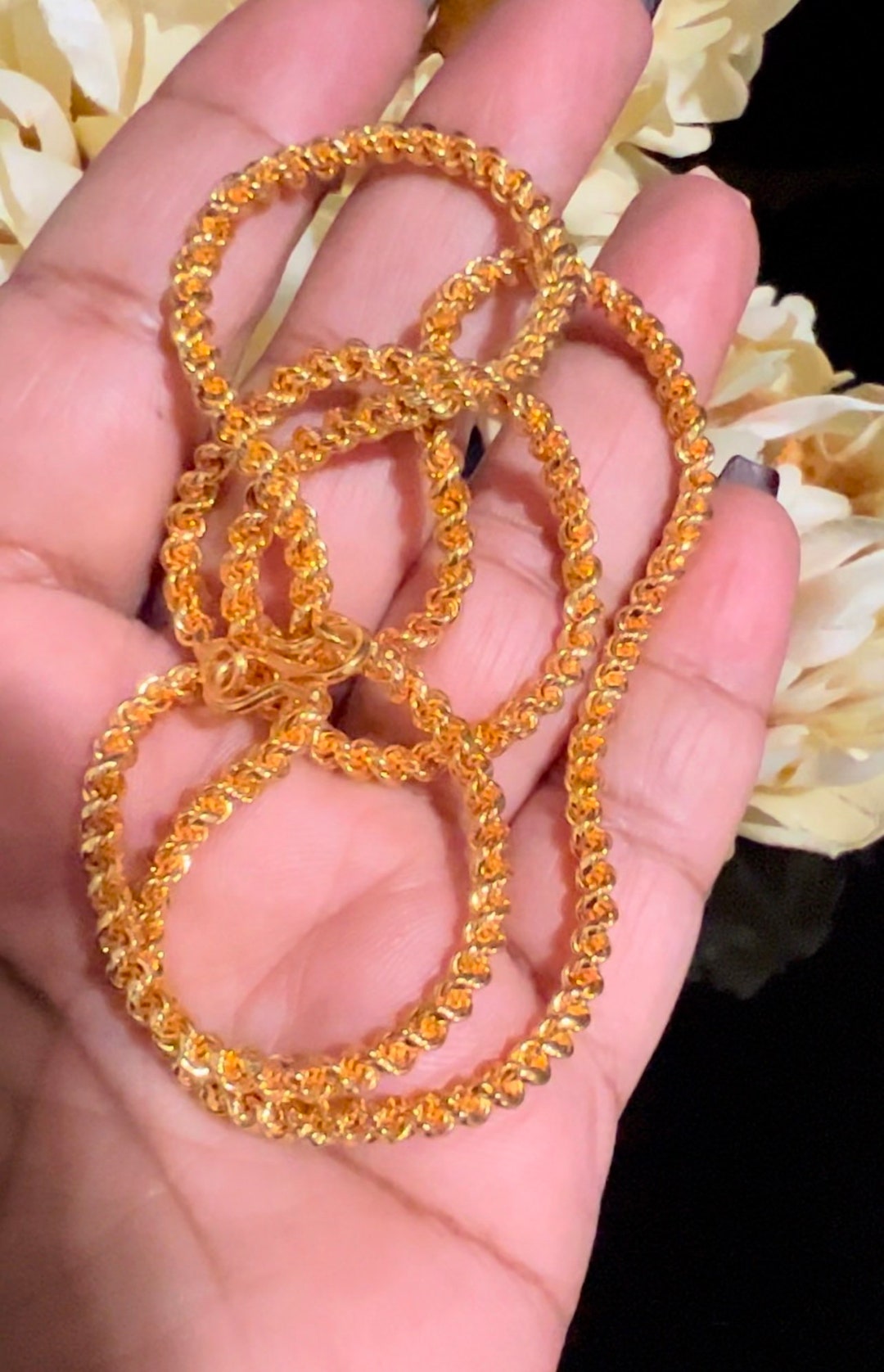 1K Gold Chain/ Solid Chain/ Chain/ Gold Chain/ Gold Jewelry/ Flat Chain ...