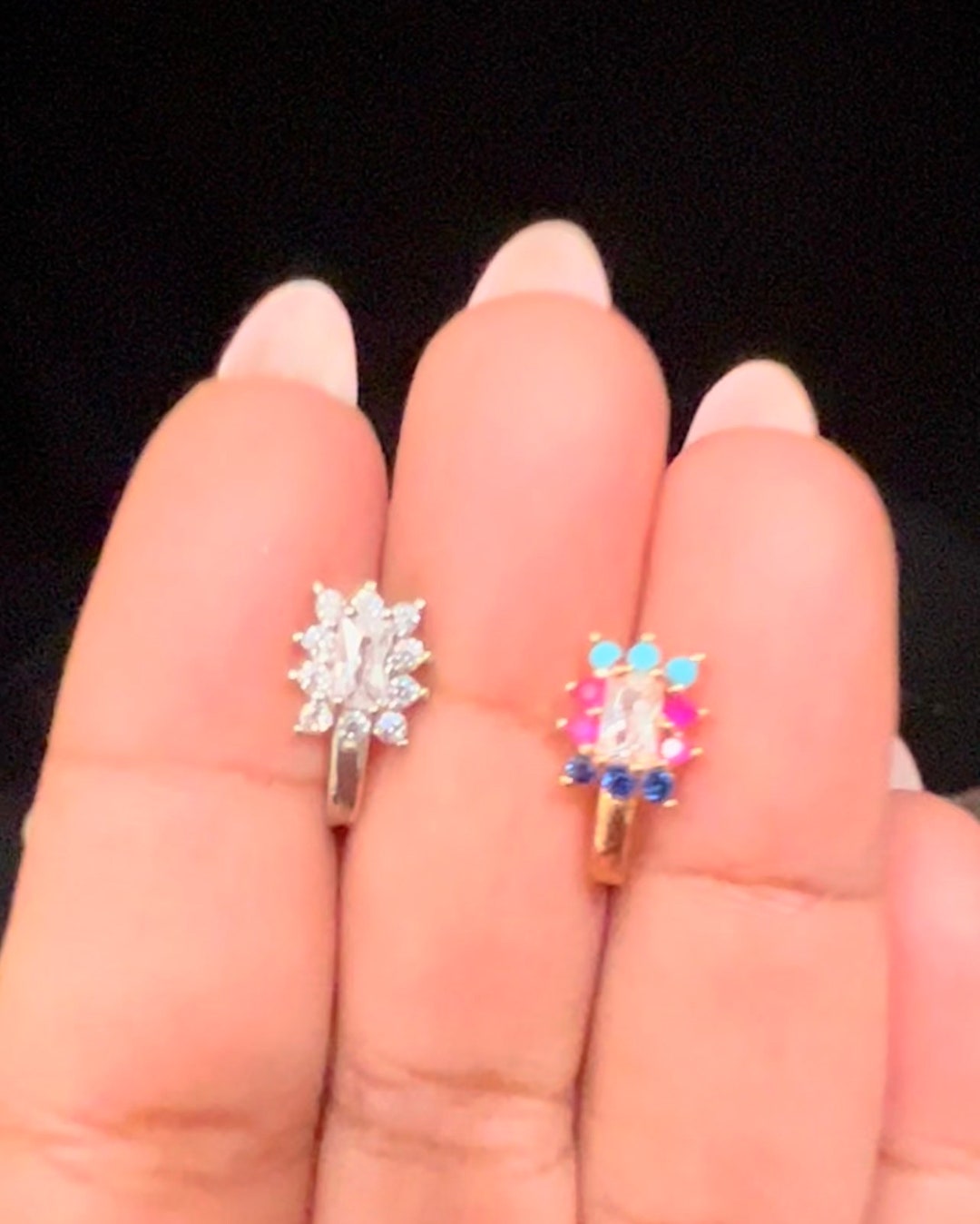 Ruby/ Topaz/ Turquoise Stone Nose Ring/ Rose Gold Nose Clip/nath/no ...