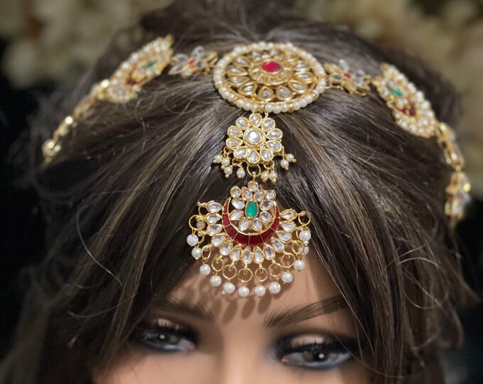 Red Meenakari Kundan Shish Patti/mathapatti/head - Etsy