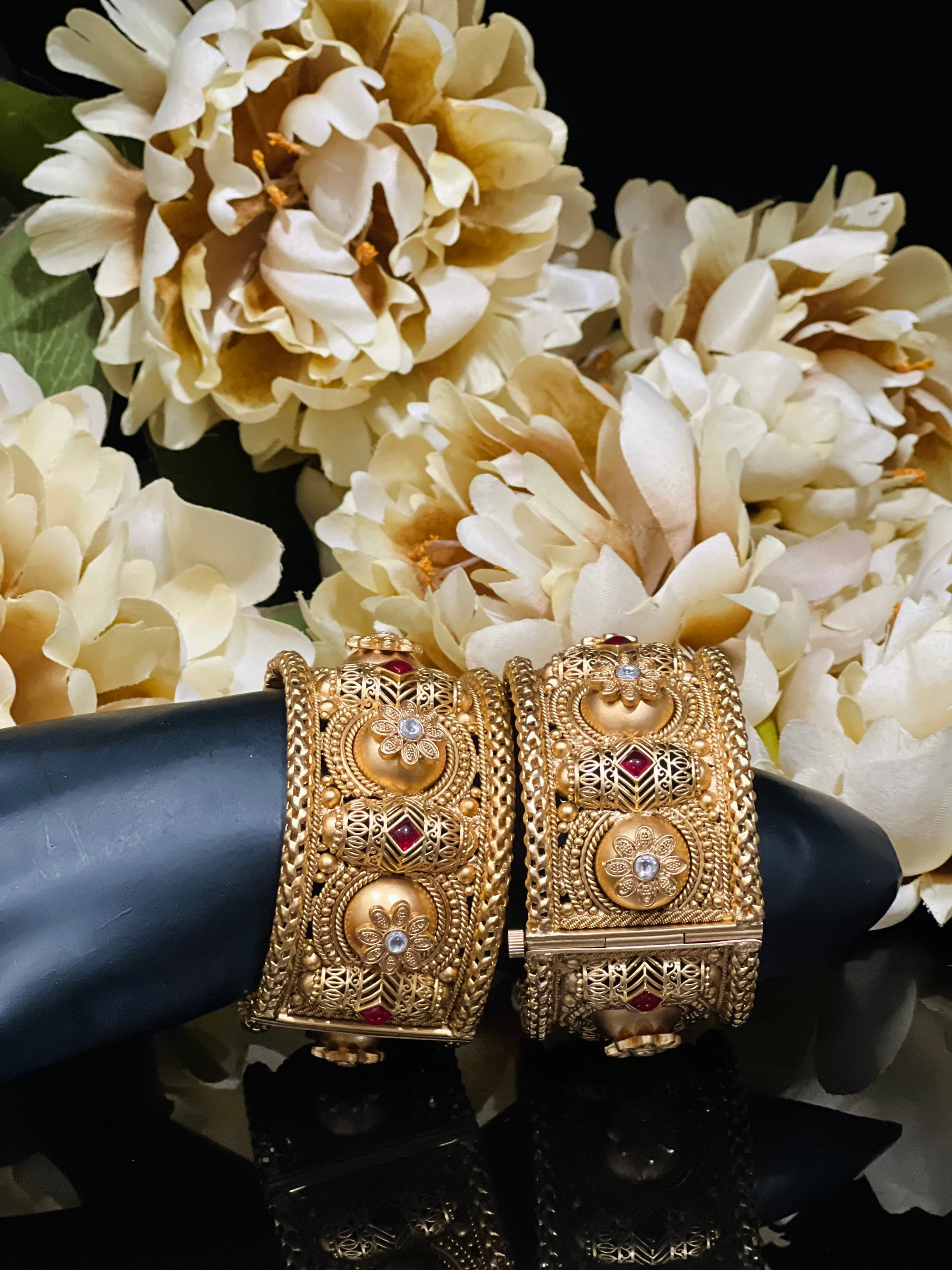 2.6/ Pair/ Matt Gold Bangles/ Openable Bangles/ Indian Bangles ...