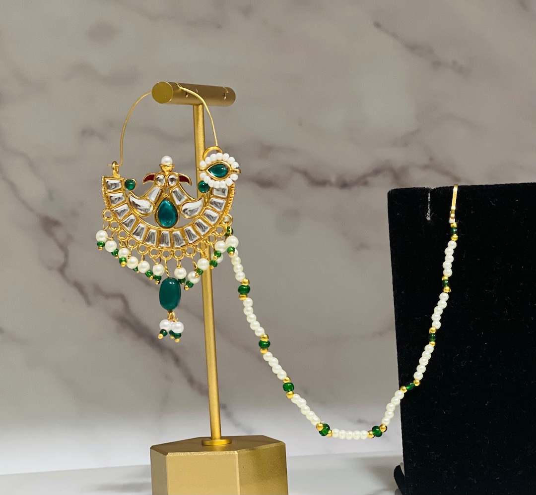 Kundan Nath/ Bridal Nath/ Clearance/ Gold Nath With Chain/ Indian ...