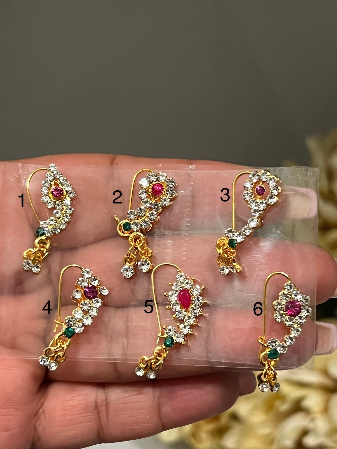 Medium Size Maharashtrian Gold Plated Clip With Drop Nath Indian ...