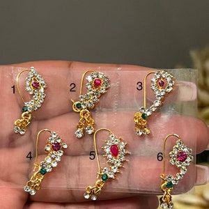 Marathi Jewelry Kolhapuri Marathi Clip on Nose Ring Gold Plated Marathi Nose Ring Indian Nose Pin Nath Etsy