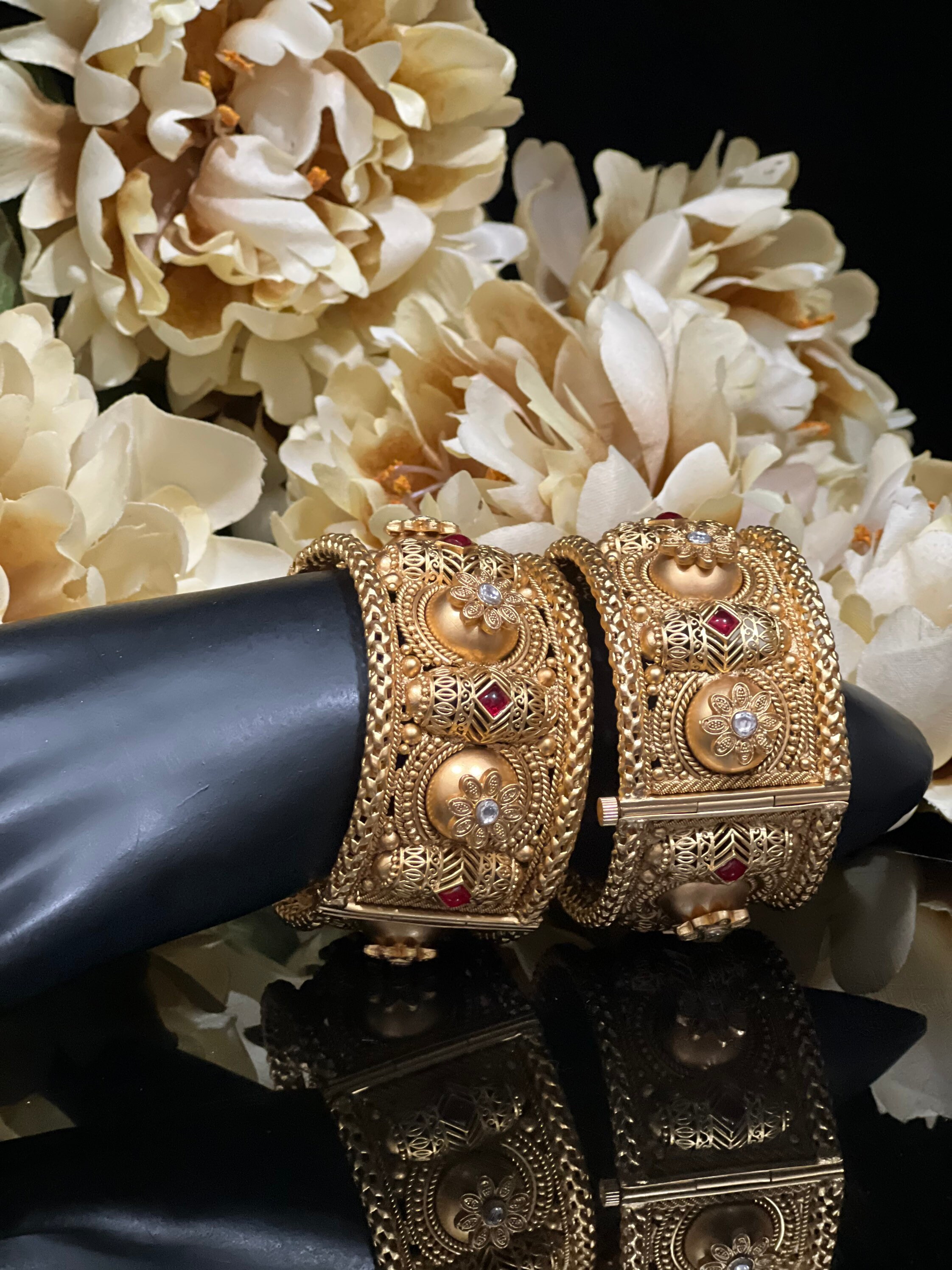 2.6/ Pair/ Matt Gold Bangles/ Openable Bangles/ Indian Bangles ...