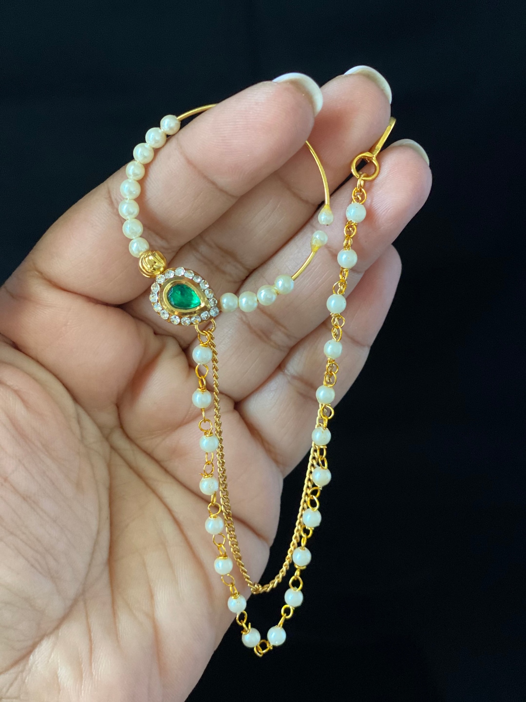 Nose Ring/ Kundan Nath/ Bridal Nose Ring/ Bollywood Jewelry/ Gold ...