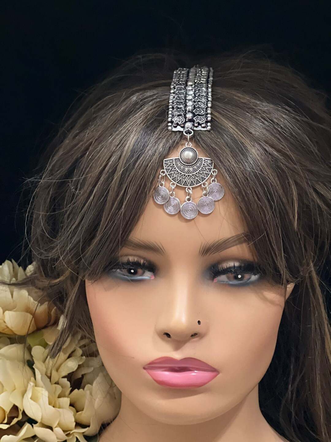 Tikka/ Oxidized Tikka/ Mang Tikka/ Head Jewelry/ Tika/ Afghani Jewelry ...