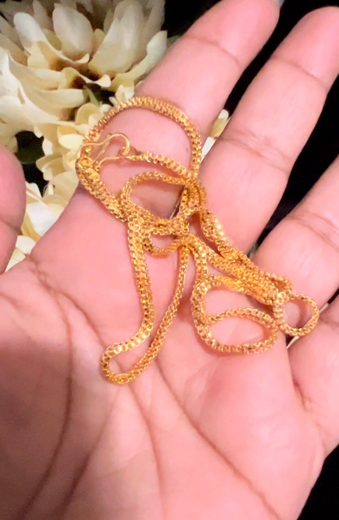 1K Gold Chain/ Solid Chain/ Chain/ Gold Chain/ Gold Jewelry/ Flat Chain ...