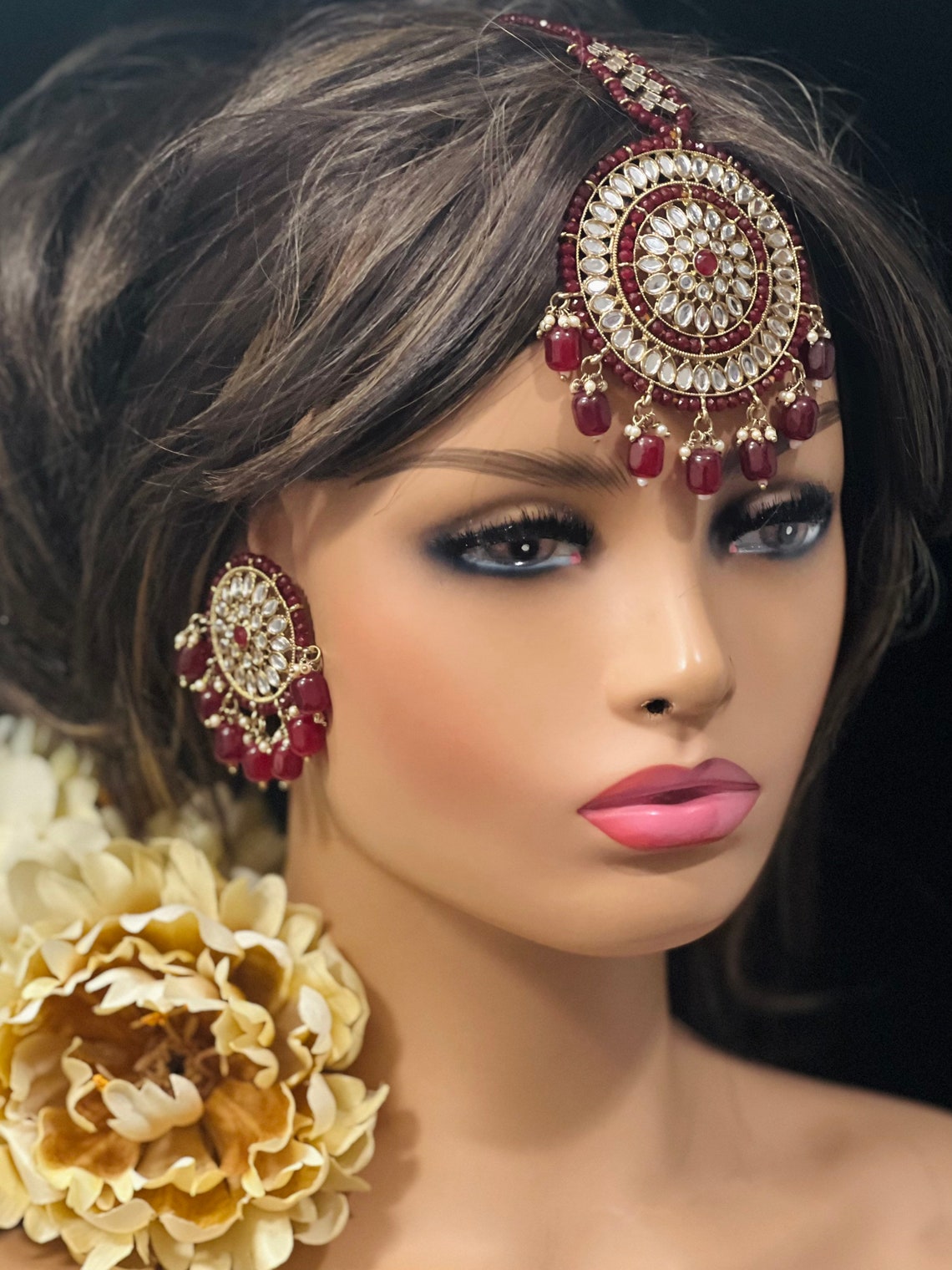 All Colors/mirror Earrings/stud Earrings/mirror Tikka/ Bollywood ...