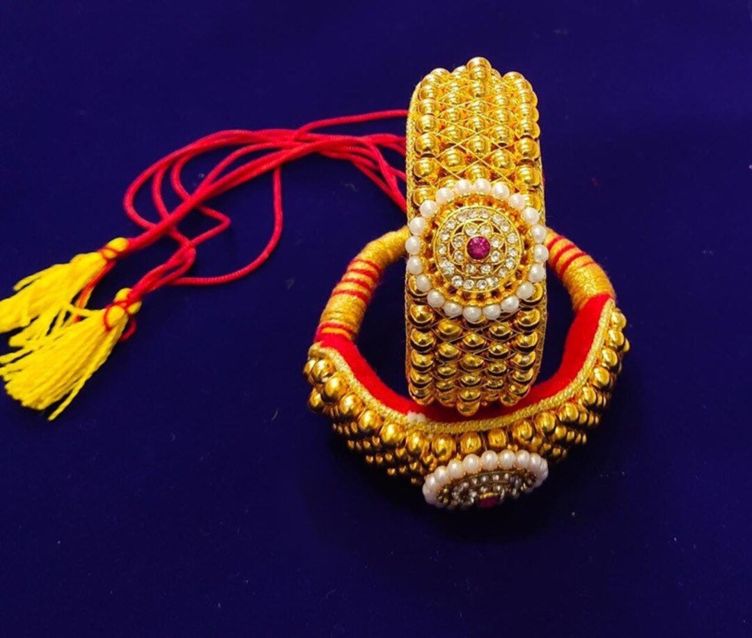 Gold Bangles/pair/set/red Velvet Bangles/adjustable Bangles/indian ...