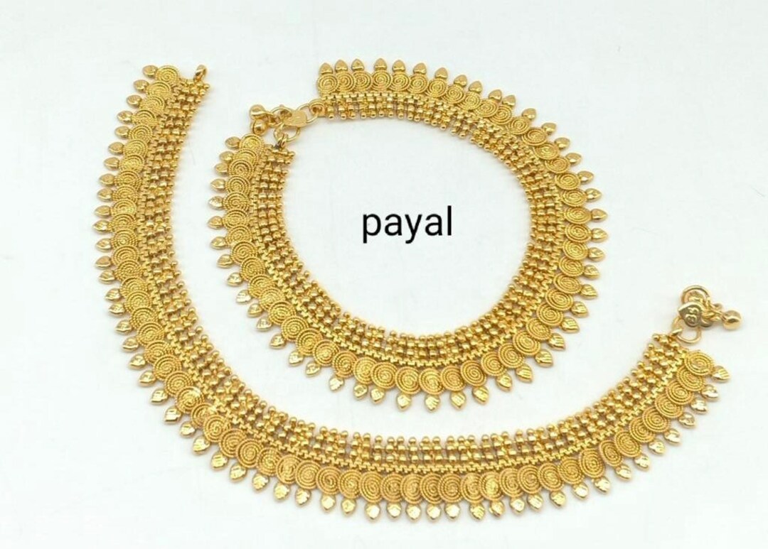 11 Inches/ Gold Anklet Set/ Wedding Jewelry/ Wedding Jewelry/ Bollywood ...