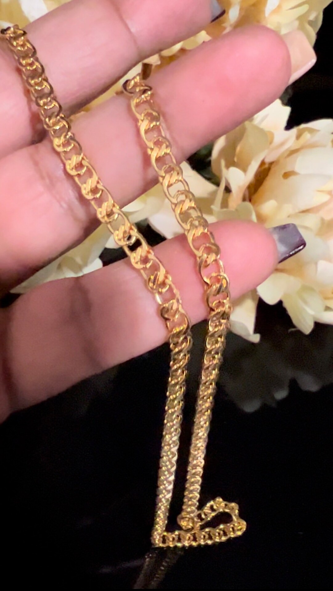 1K Gold Chain/ Solid Chain/ Chain/ Gold Chain/ Gold Jewelry/ Flat Chain ...