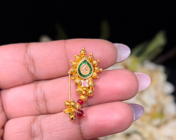Large Maharashtrian Nath/kundan Nath/fake Nose Ring/gold Nath/indian ...
