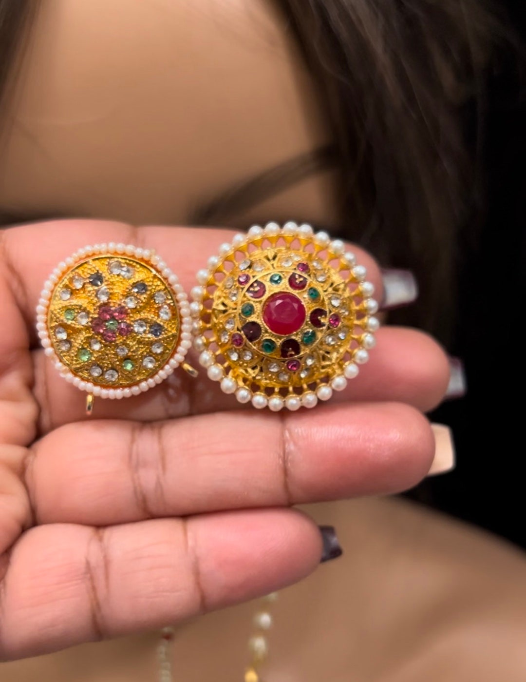 Set/ Tikka/2/ Bore/ Indian Bore/ Borla/ Head Jewelry/ Maang Tika ...