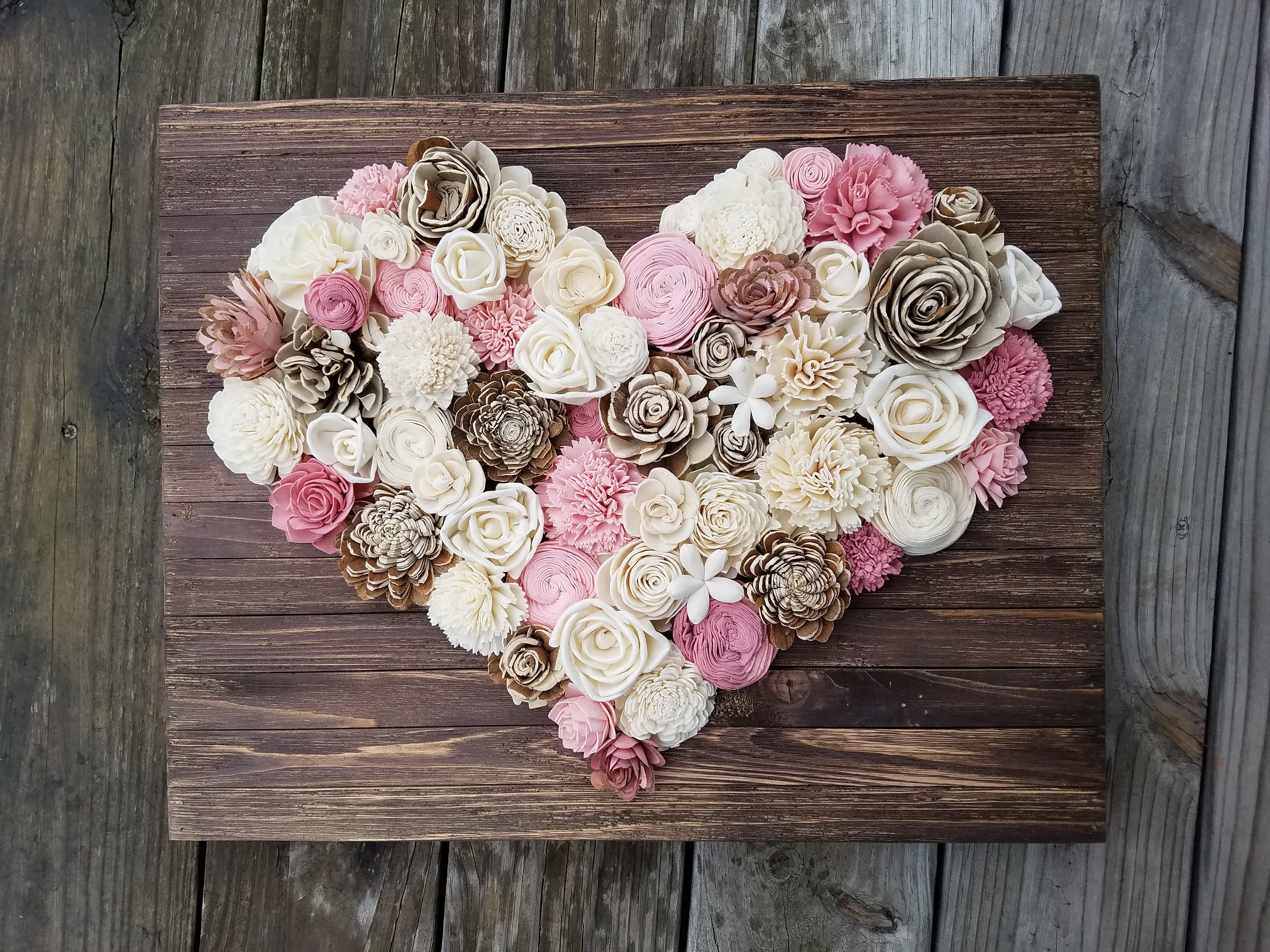 Heart Flower Board Heart Board Wood Flower Heart Board - Etsy
