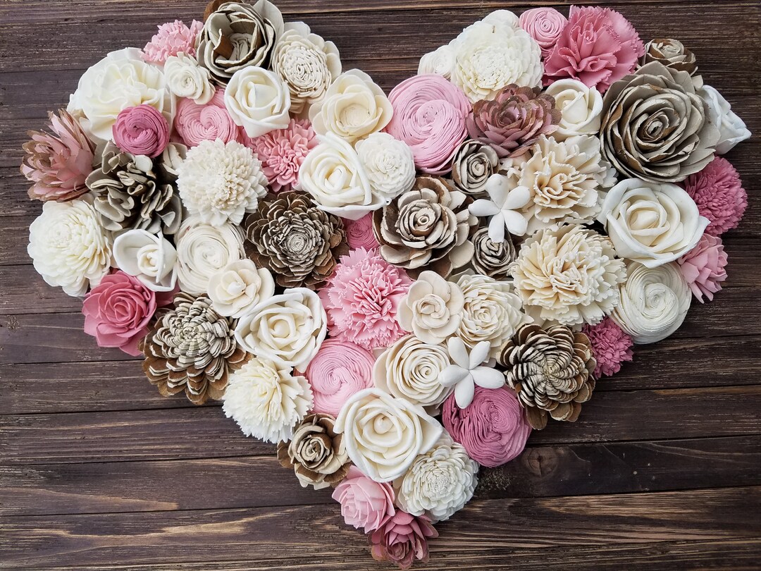 Heart Flower Board Heart Board Wood Flower Heart Board - Etsy