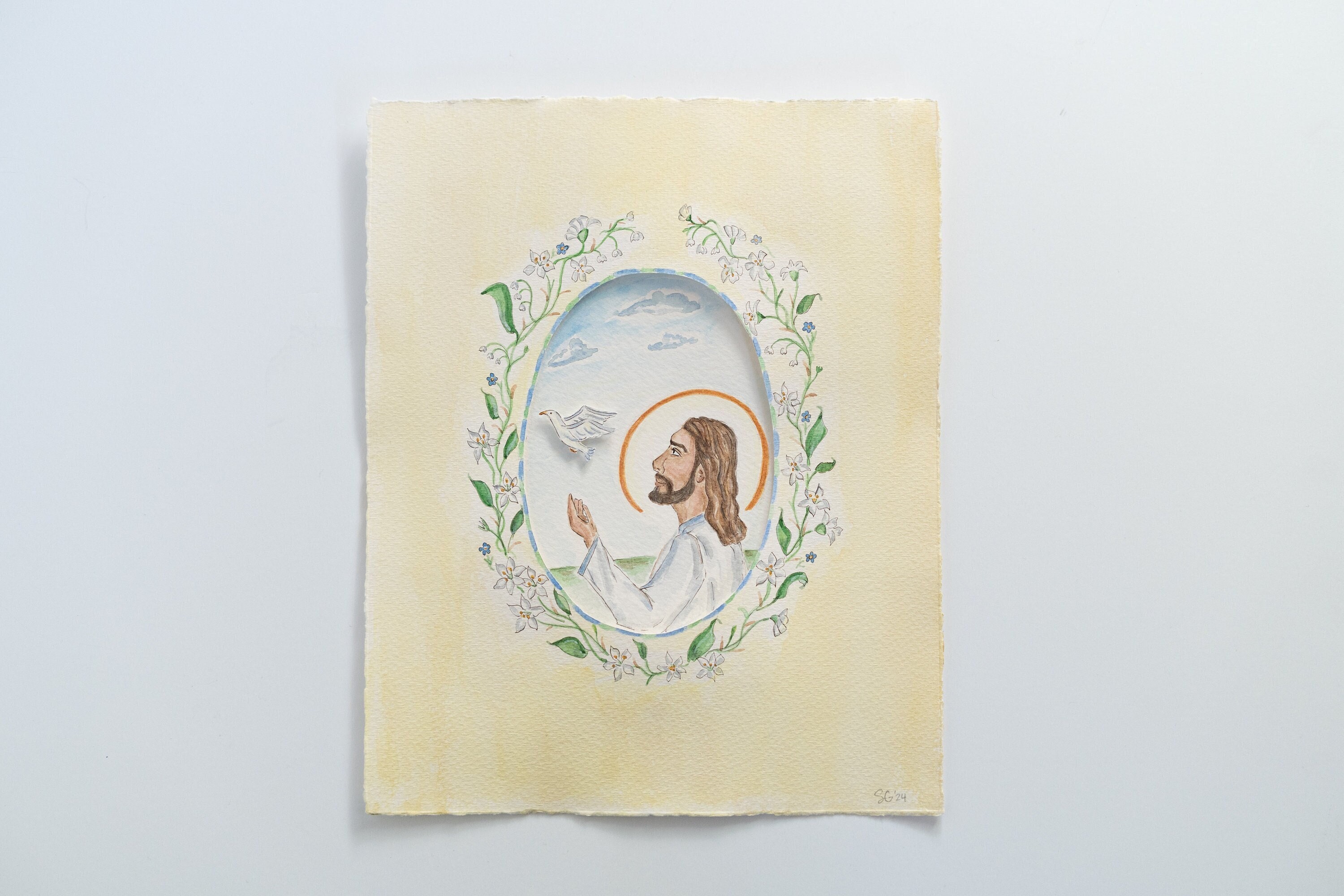Original Painting of Jesus 8x10" - Paper Diorama Art - Etsy