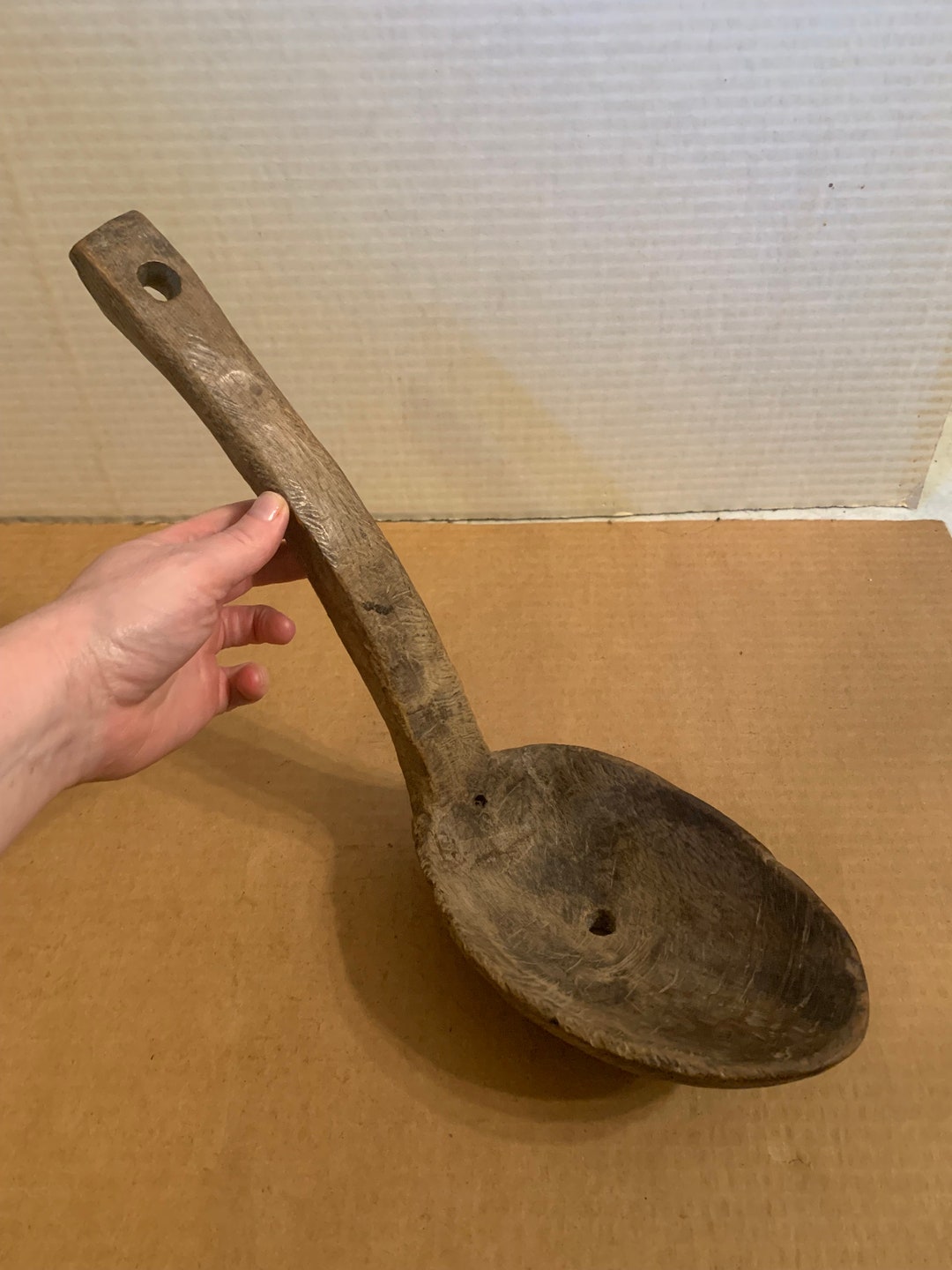 17th/early 18th Century Walnut Burl Ladle, Oversized W Unusual Drain ...