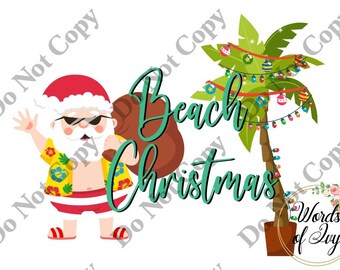 7 Pack Santa on the Beach Overlay Beach Santa Santa Digital - Etsy