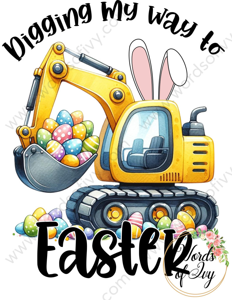 Sublimation Digital Download Easter Bunny Holiday Egg Excavation Digger ...
