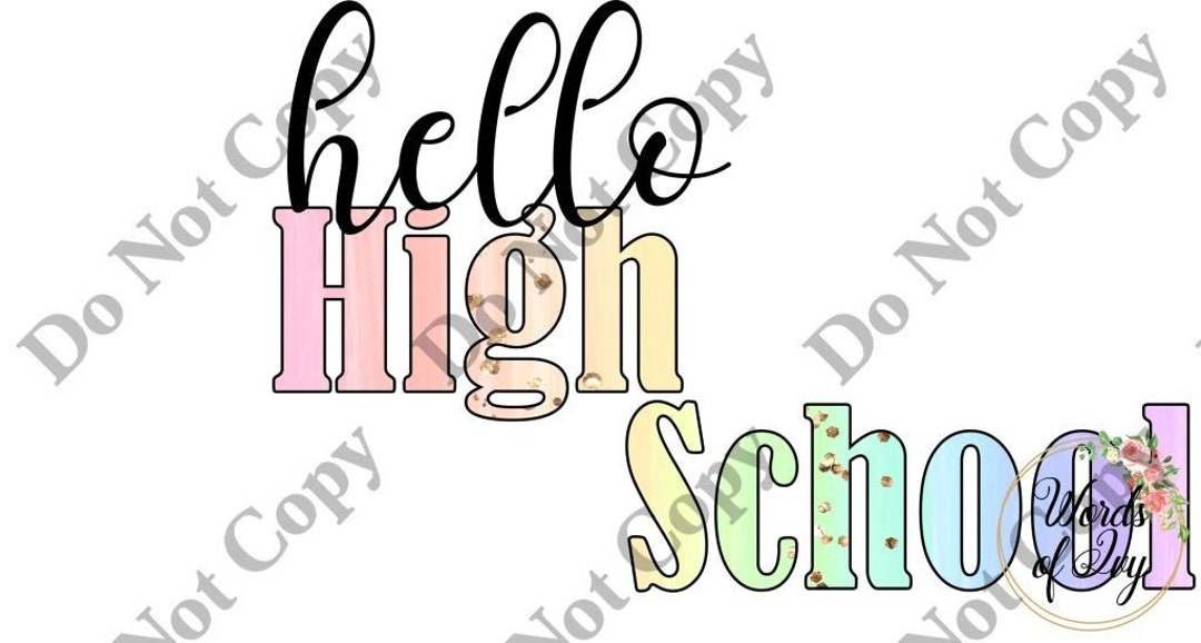 Sublimation Digital Download Hello High School Grade Back to School ...