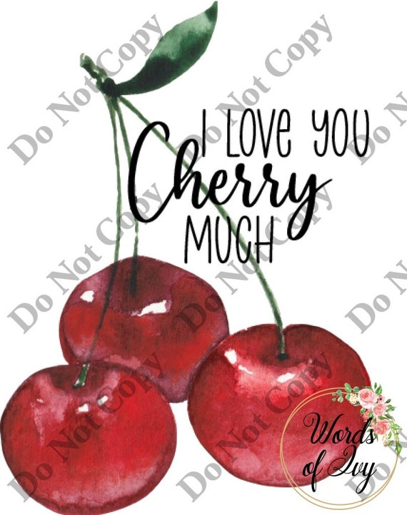 Sublimation Digital Download Cherry Watercolor I Love You | Etsy