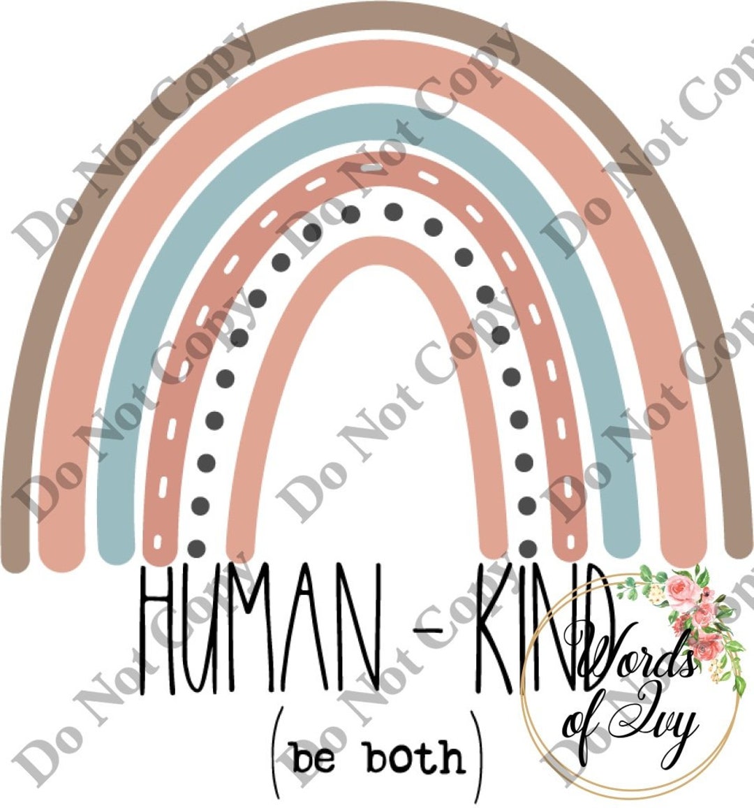 Sublimation Digital Download Rainbow Pastel Kindness Boho Human Kind Be ...