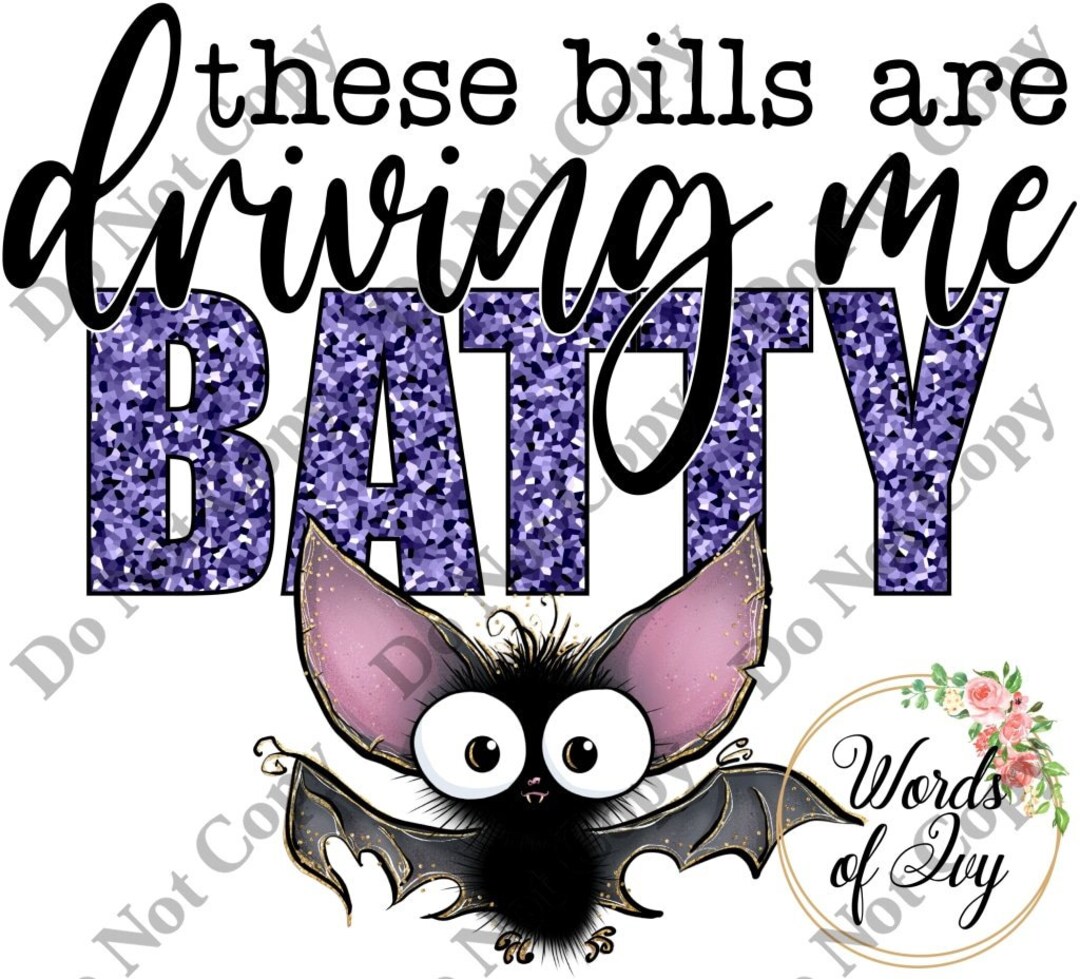 Sublimación Descarga digital Halloween Bat Crazy Batty divertido lindo ...
