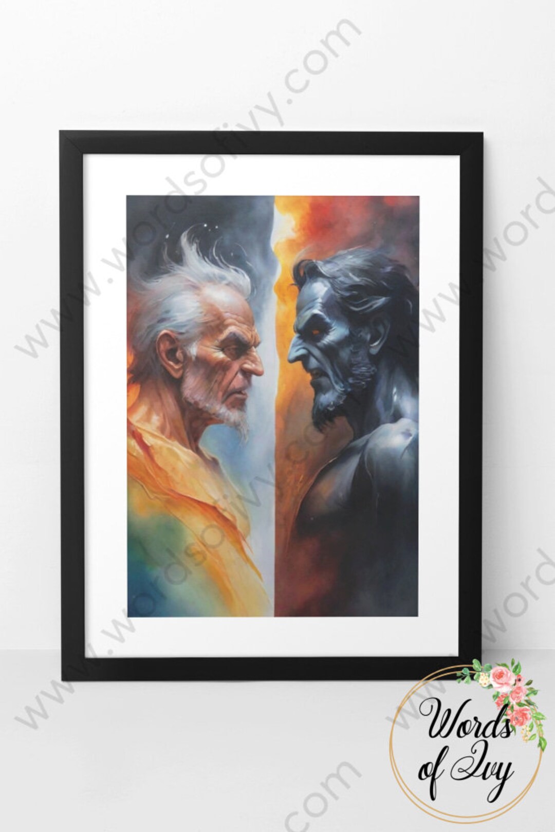 Printable Digital Download Good Vs Evil God Satan Light Dark Yin Yang ...