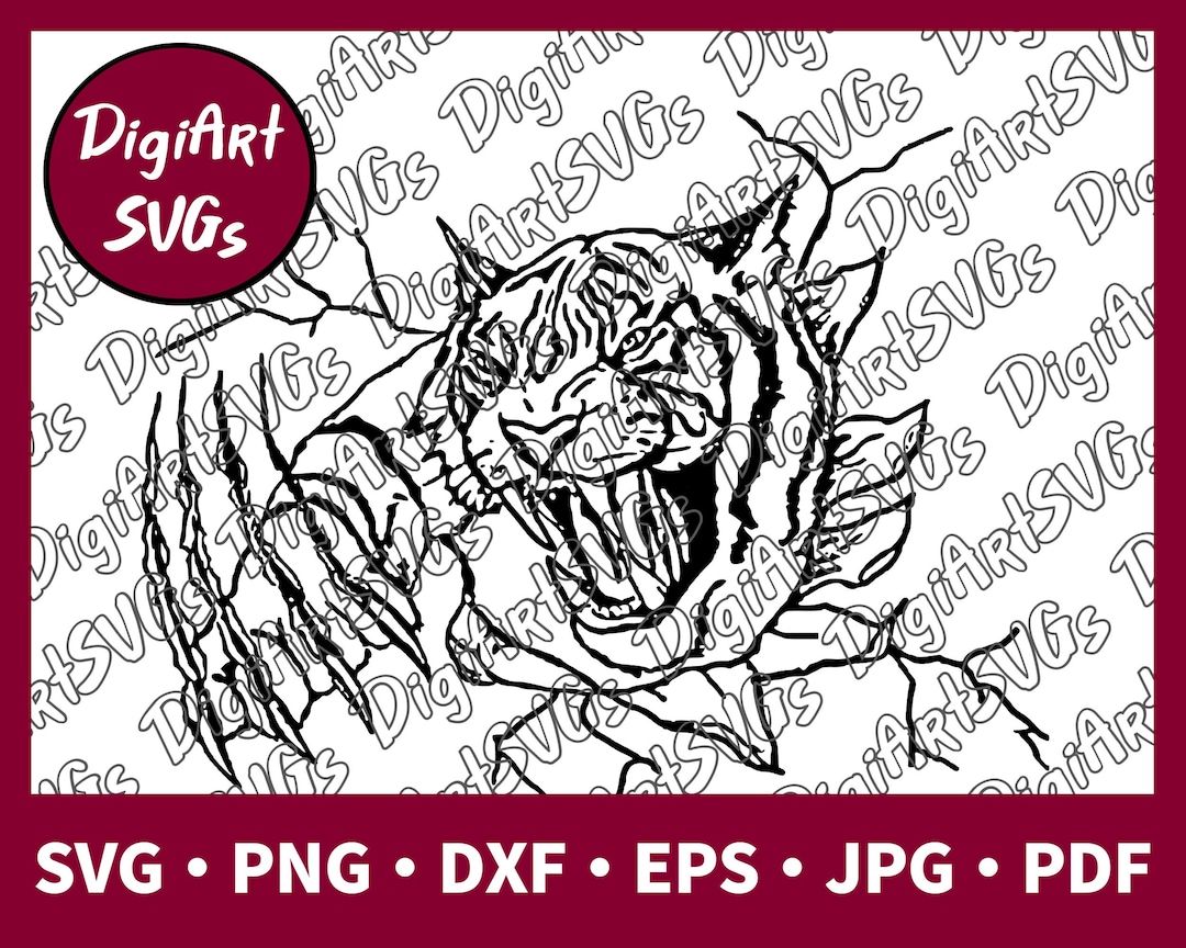 Tiger SVG, Thrashing Tiger SVG File, Tiger Shirt Graphics, Cutting File ...