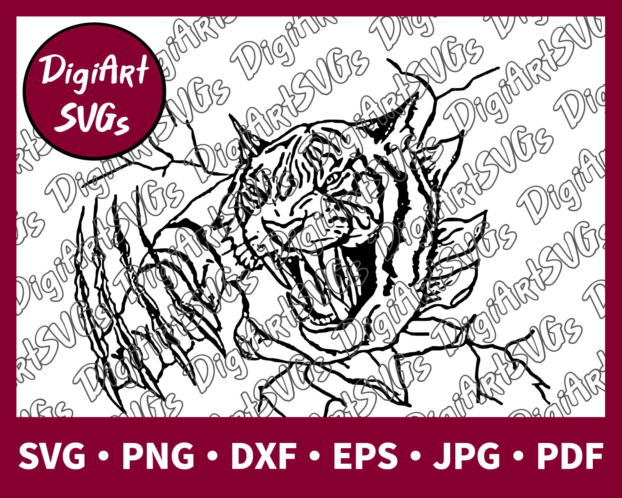 Tiger SVG, Thrashing Tiger SVG File, Tiger Shirt Graphics, Cutting File ...