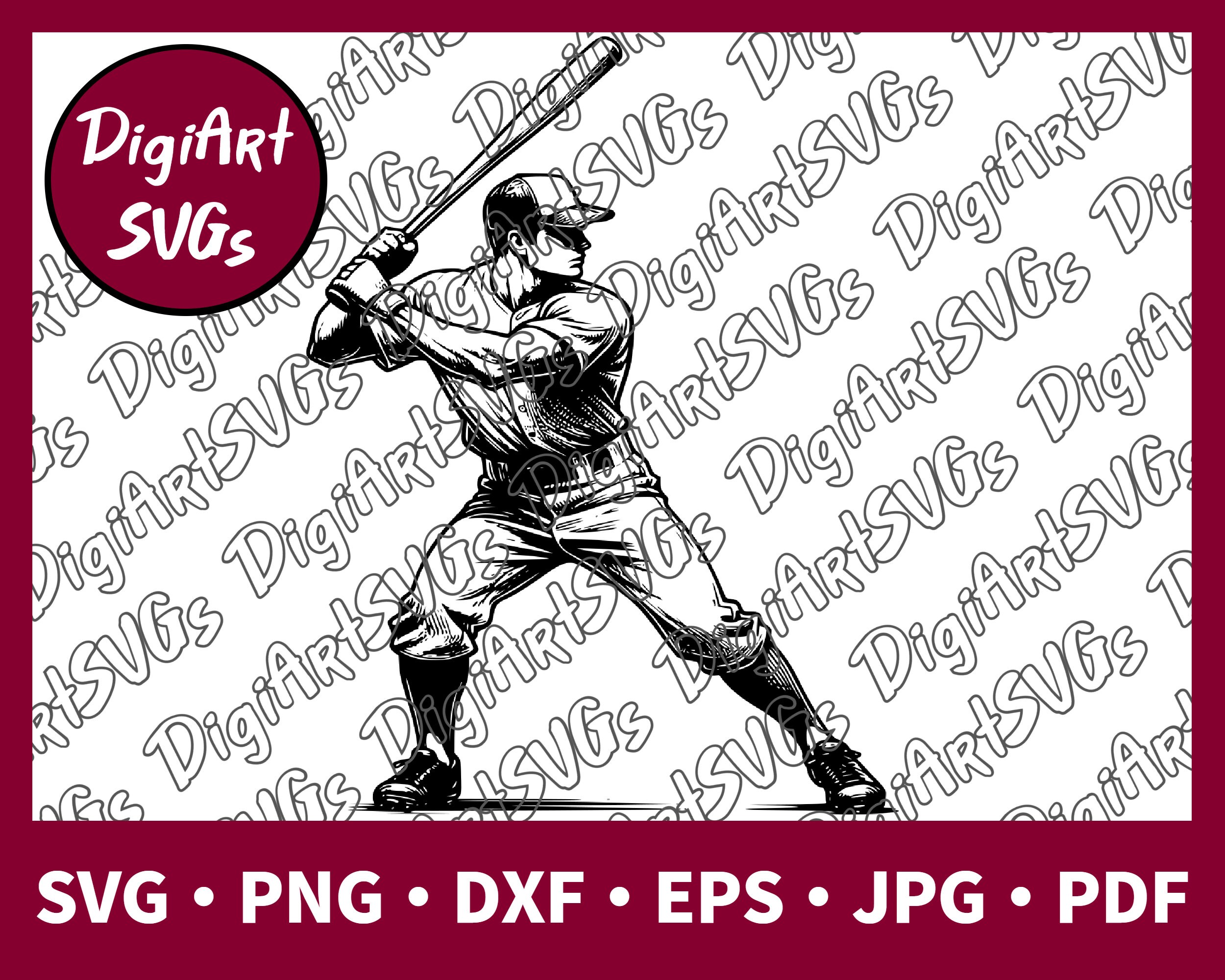 Baseball Player SVG File, Baseball T-shirt Graphics, Cutting File ...