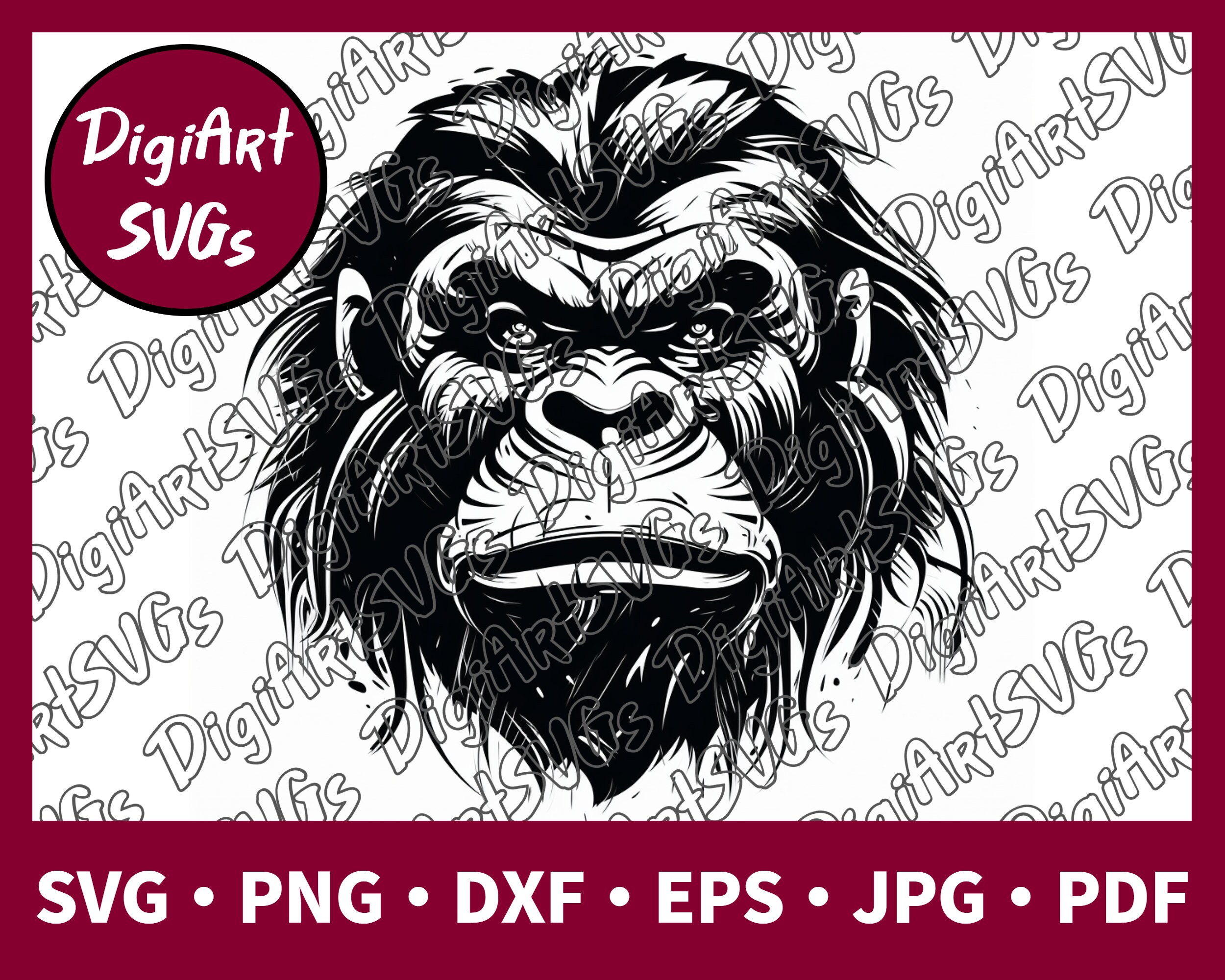Gorilla SVG File, Gorilla T-shirt Graphics, Cutting File Printable ...