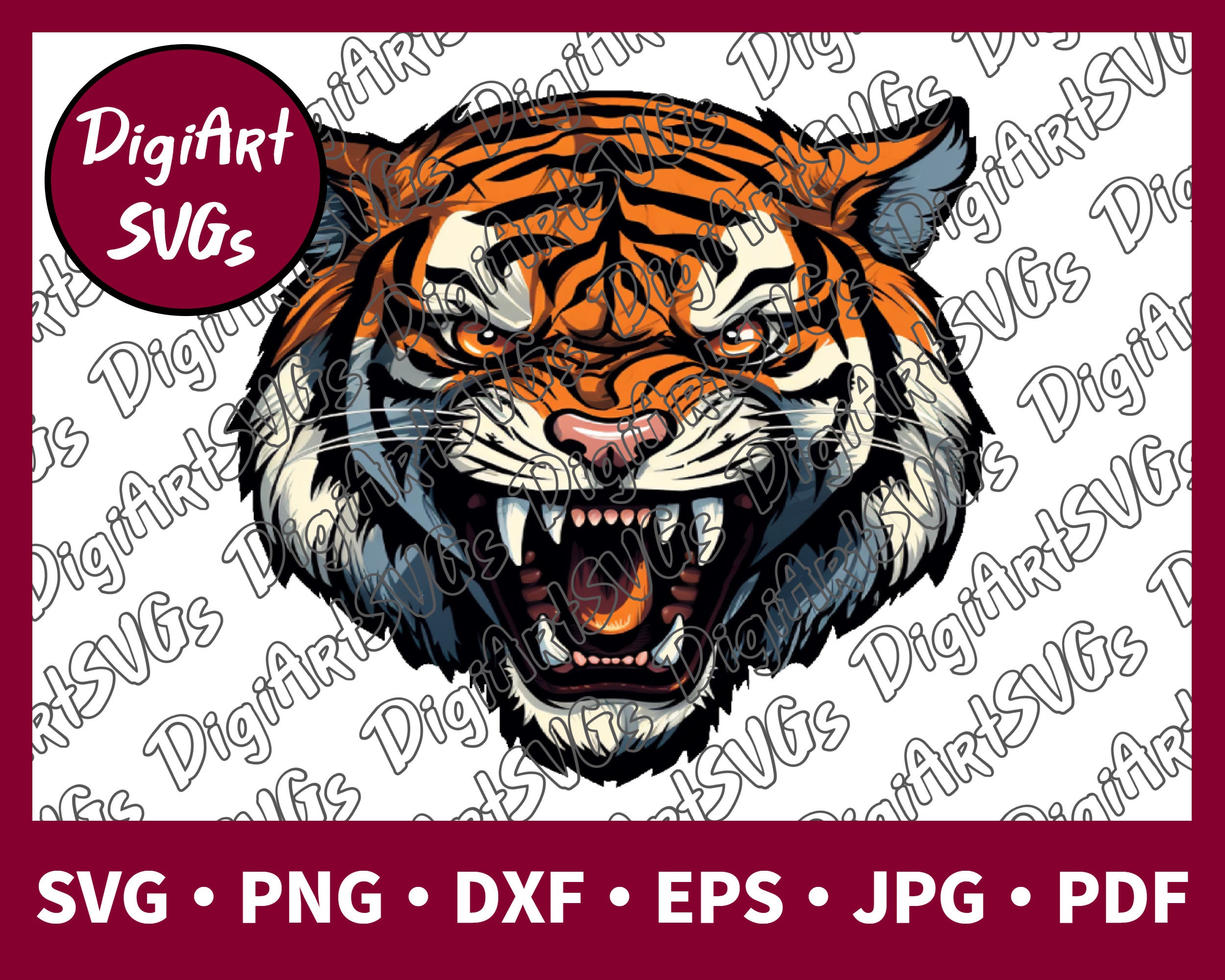 Tiger SVG, Tiger Vector SVG File, Tiger T-shirt Graphics, Cutting File ...