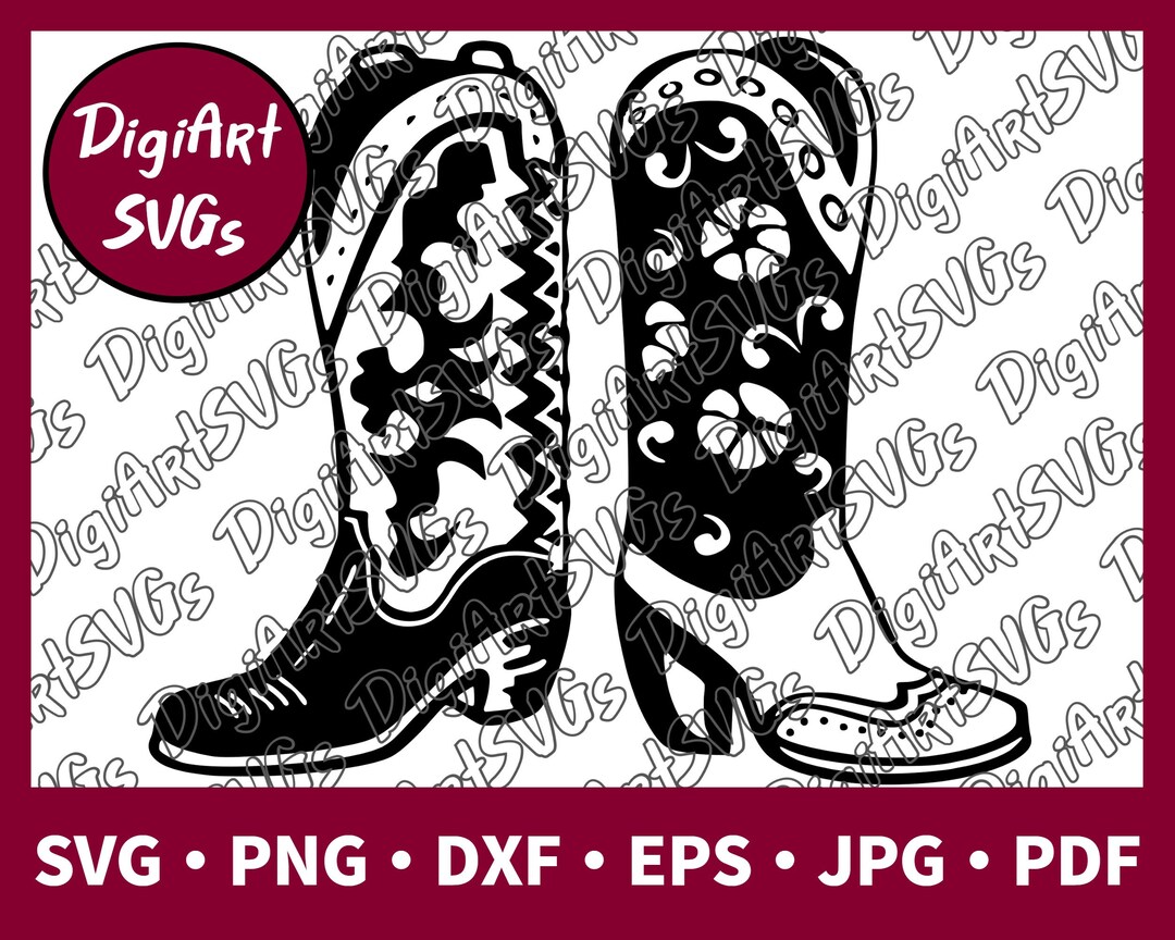 Cowboy Boots Svg, Png, Pdf, Jpg, Eps, Dxf Digital File Download - Etsy