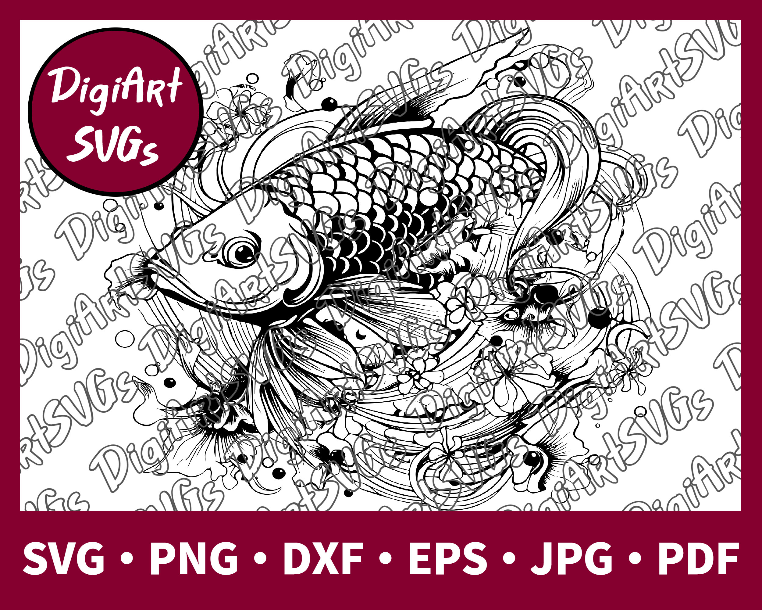Koi Fish SVG, Abstract Fish SVG File, Koi Fish Shirt Graphics, Cutting ...