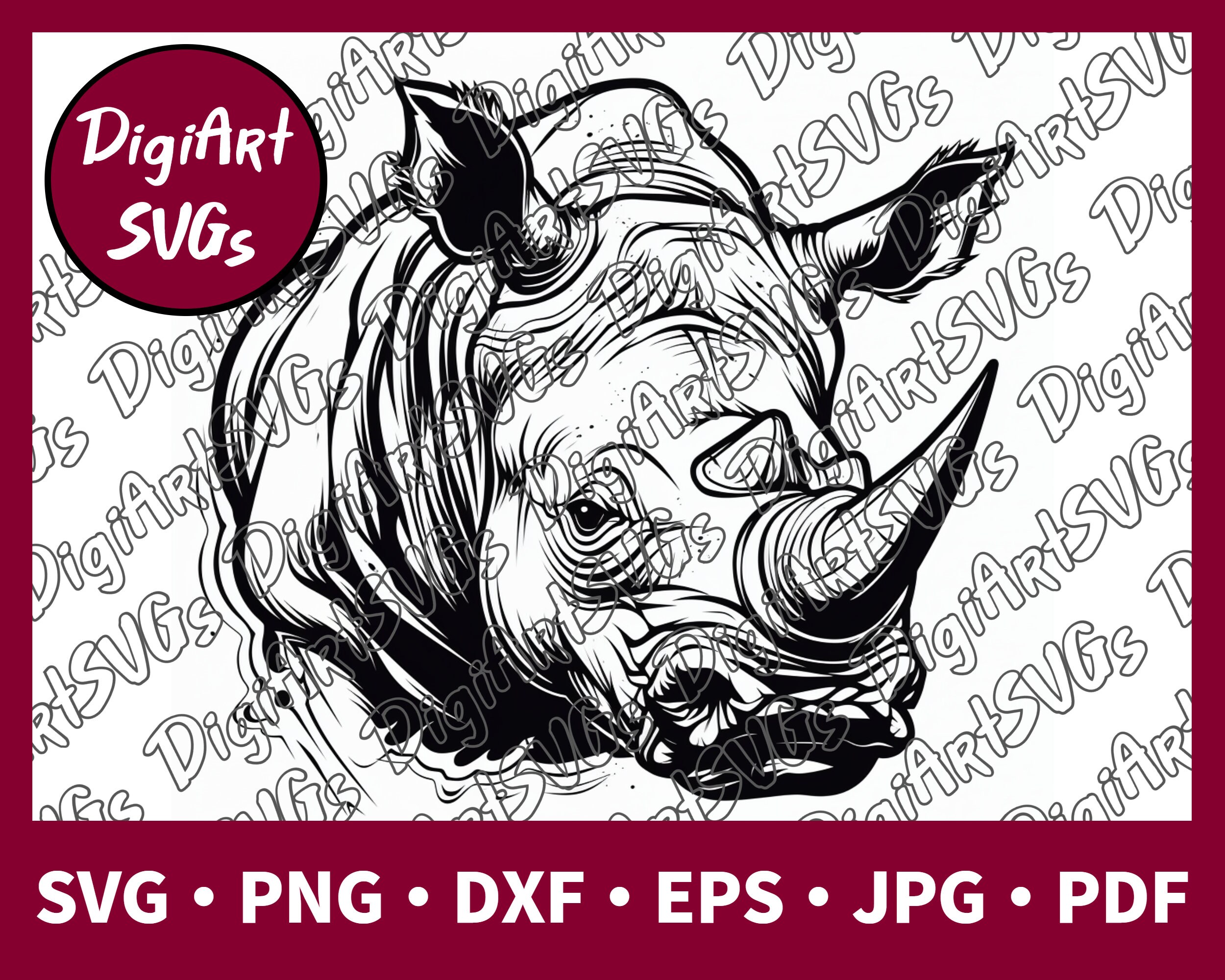Rhinoceros SVG, Rhino SVG File, Rhino T-shirt Graphics, Cutting File ...