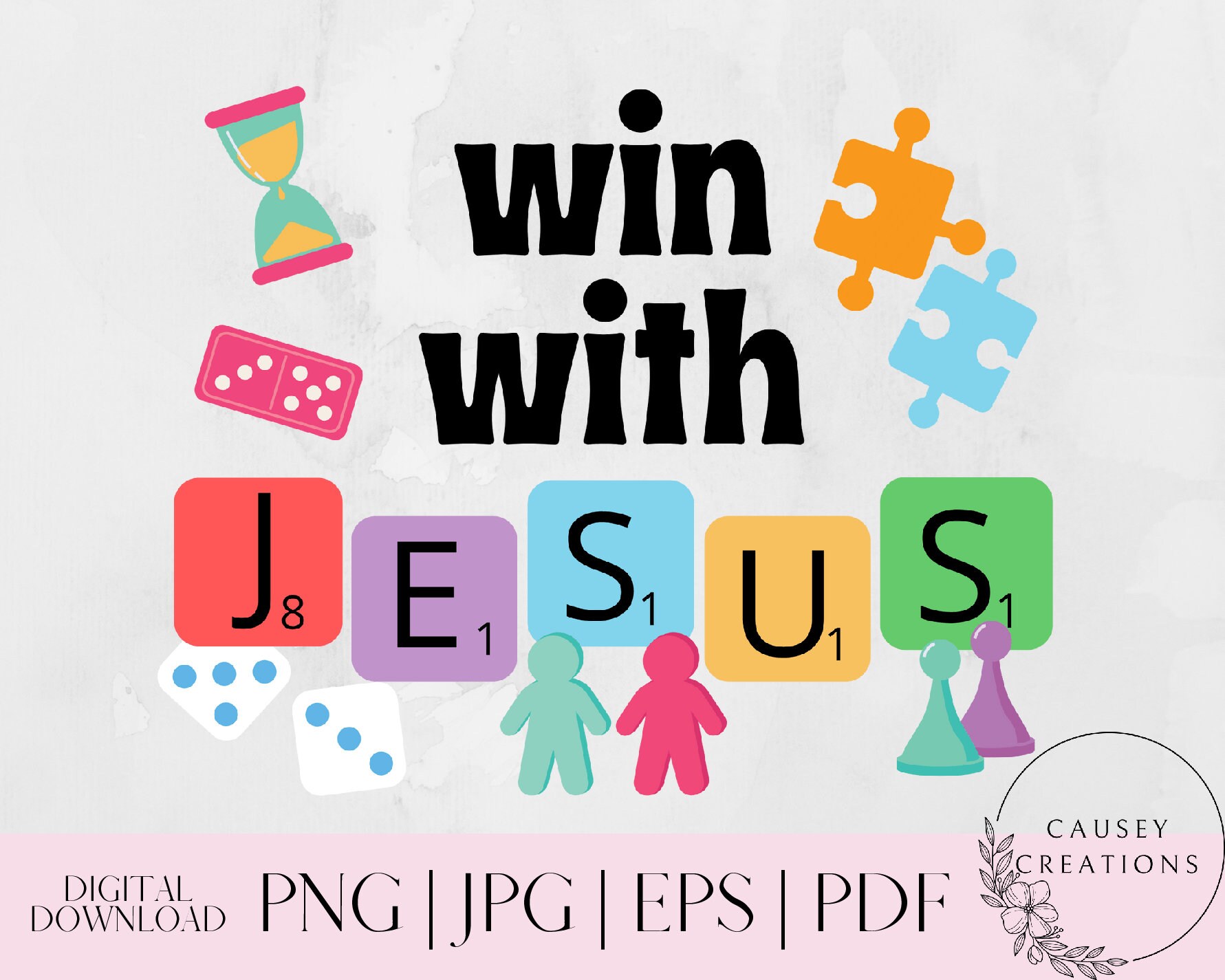 Win With Jesus Png Sublimation| Board Game Vacation Bible School 2023 ...