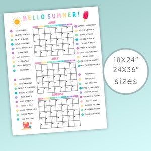 Summer Calendar Printable - Etsy