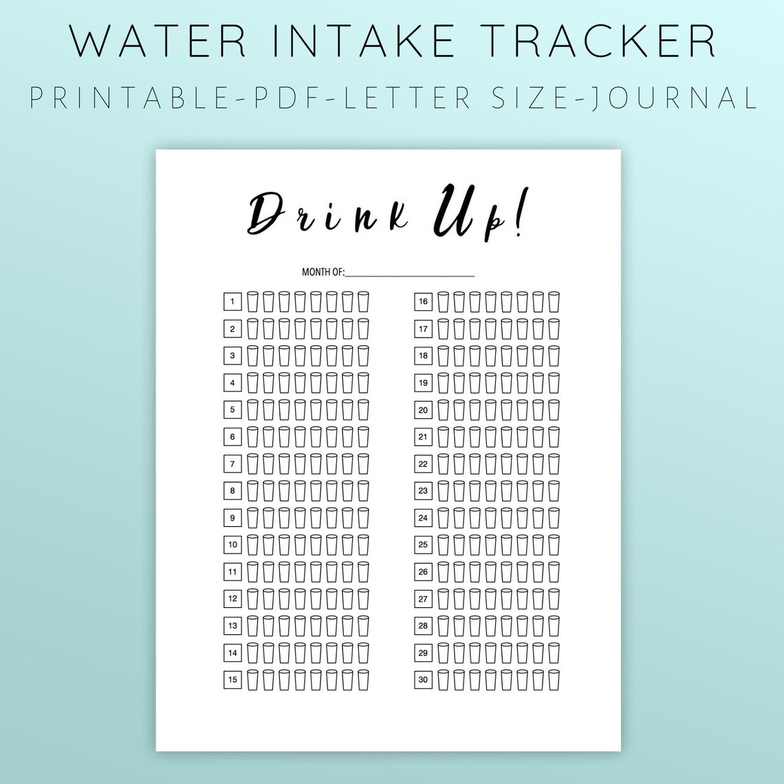 Water Intake Printable Water Tracker Printbalegoodnote - Etsy