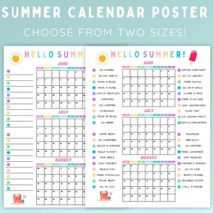 Summer Calendar Printable - Etsy