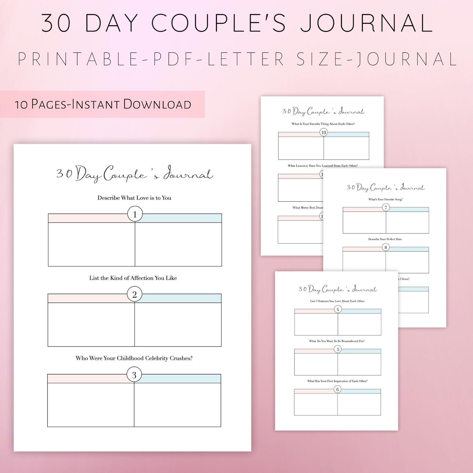 Guided Journal Printable•couple's Journal Prompts• Relationship ...