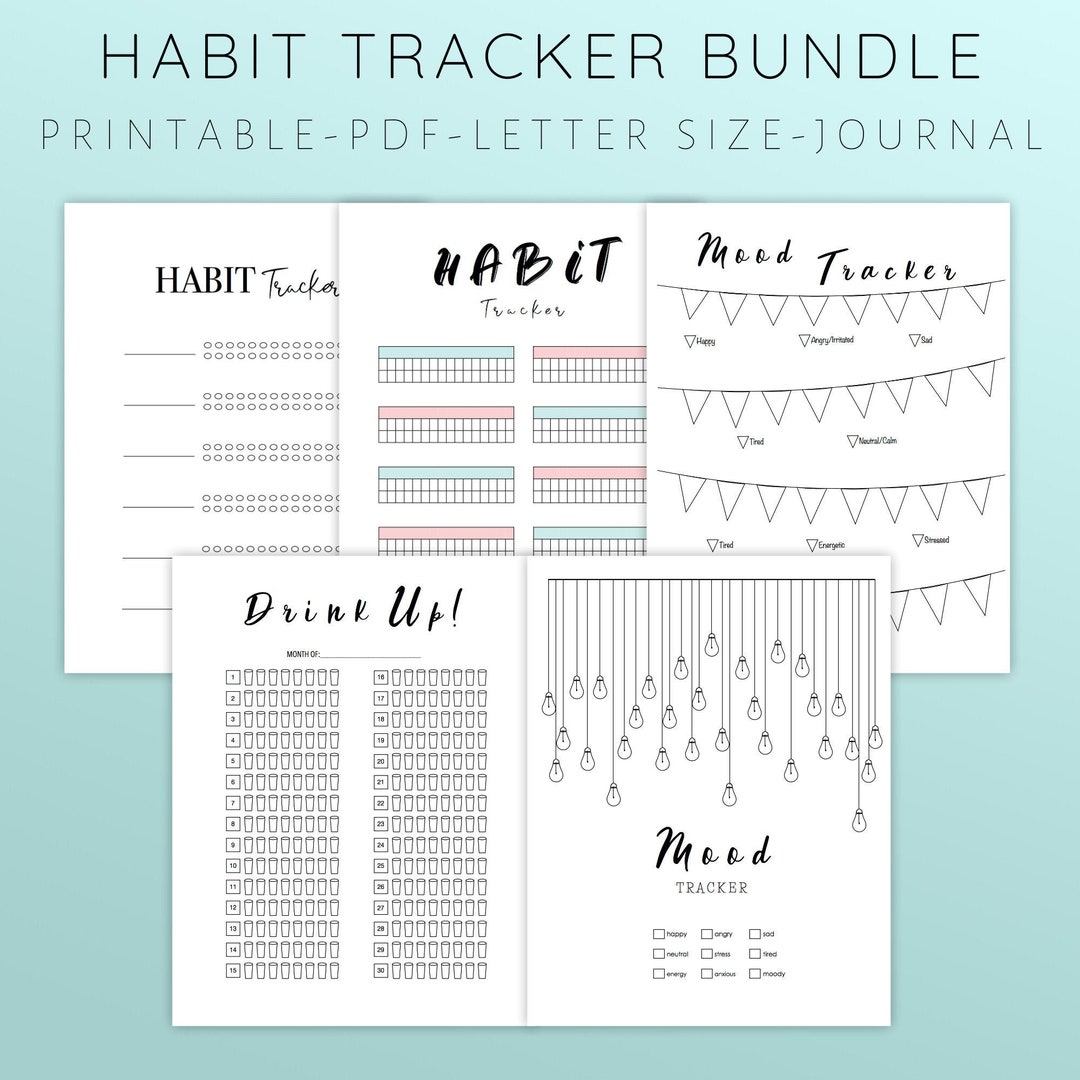 Habit Tracker Printables Bundle-mood Tracker Printablesgoodnote - Etsy