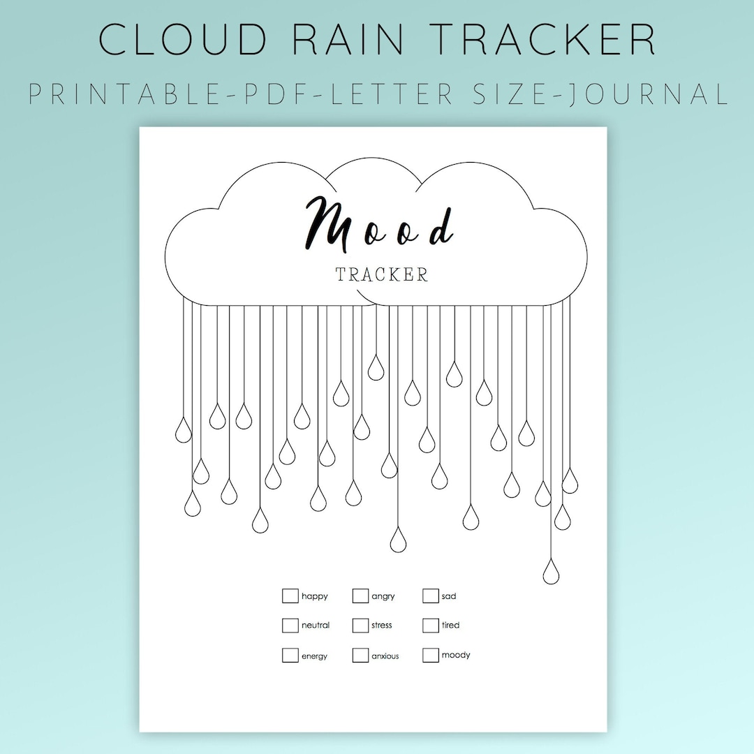 Cloud Raindrop Mood Tracker • Printable Bullet Journal (PDF) - Etsy