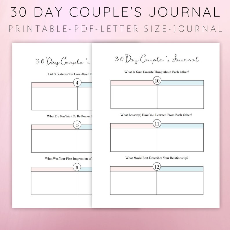 Guided Journal Printable•couple's Journal Prompts• Relationship ...