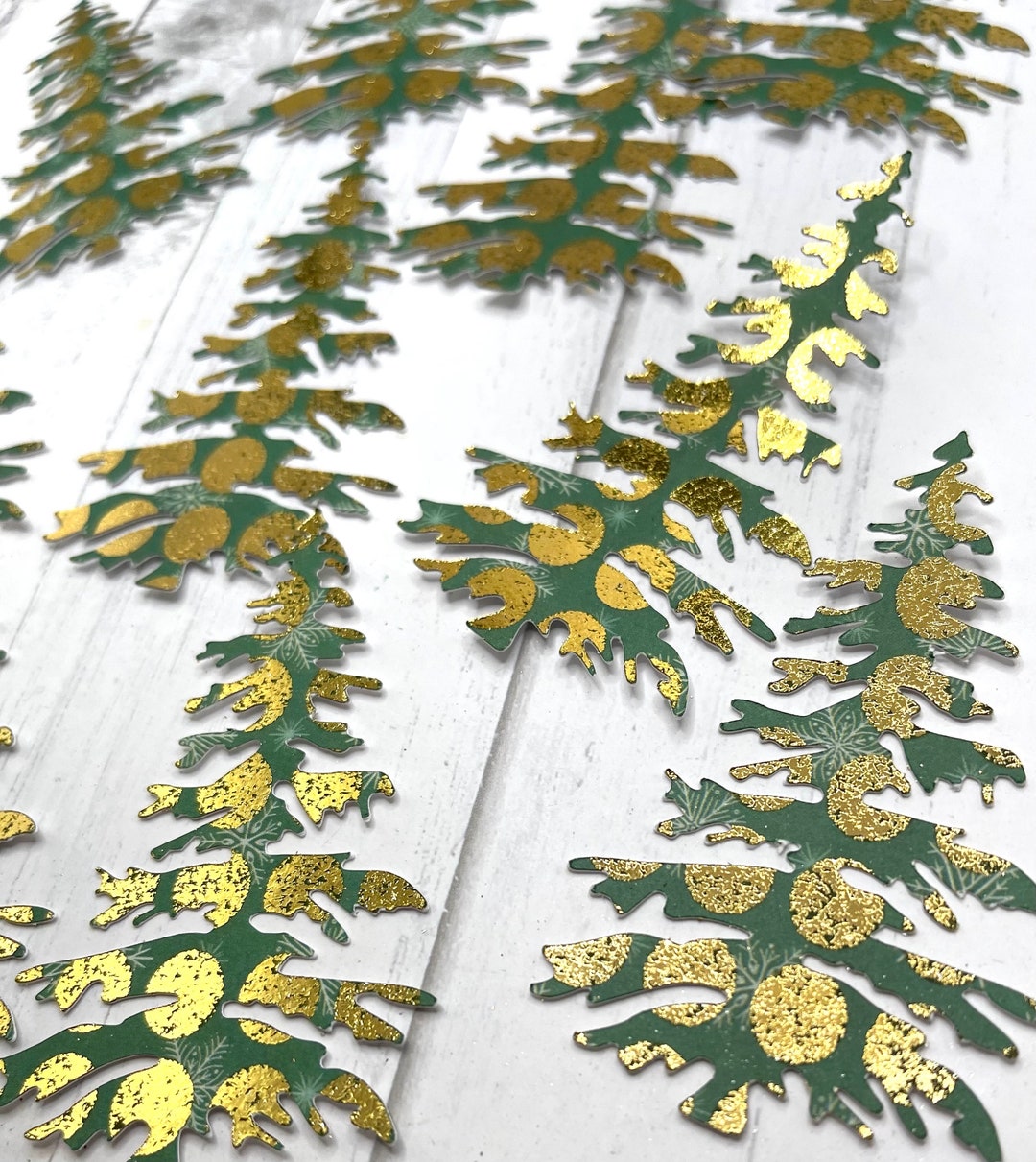 Die Cuts Christmas Trees Pine Trees 10 Pieces Green Foiled Cardstock ...