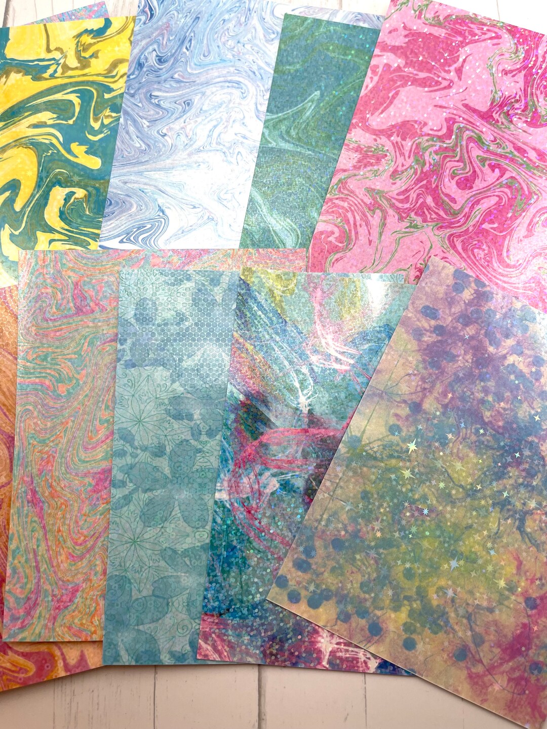 Holographic Marbled Art Background Sheets Cardstock 4x5.25" or Full ...