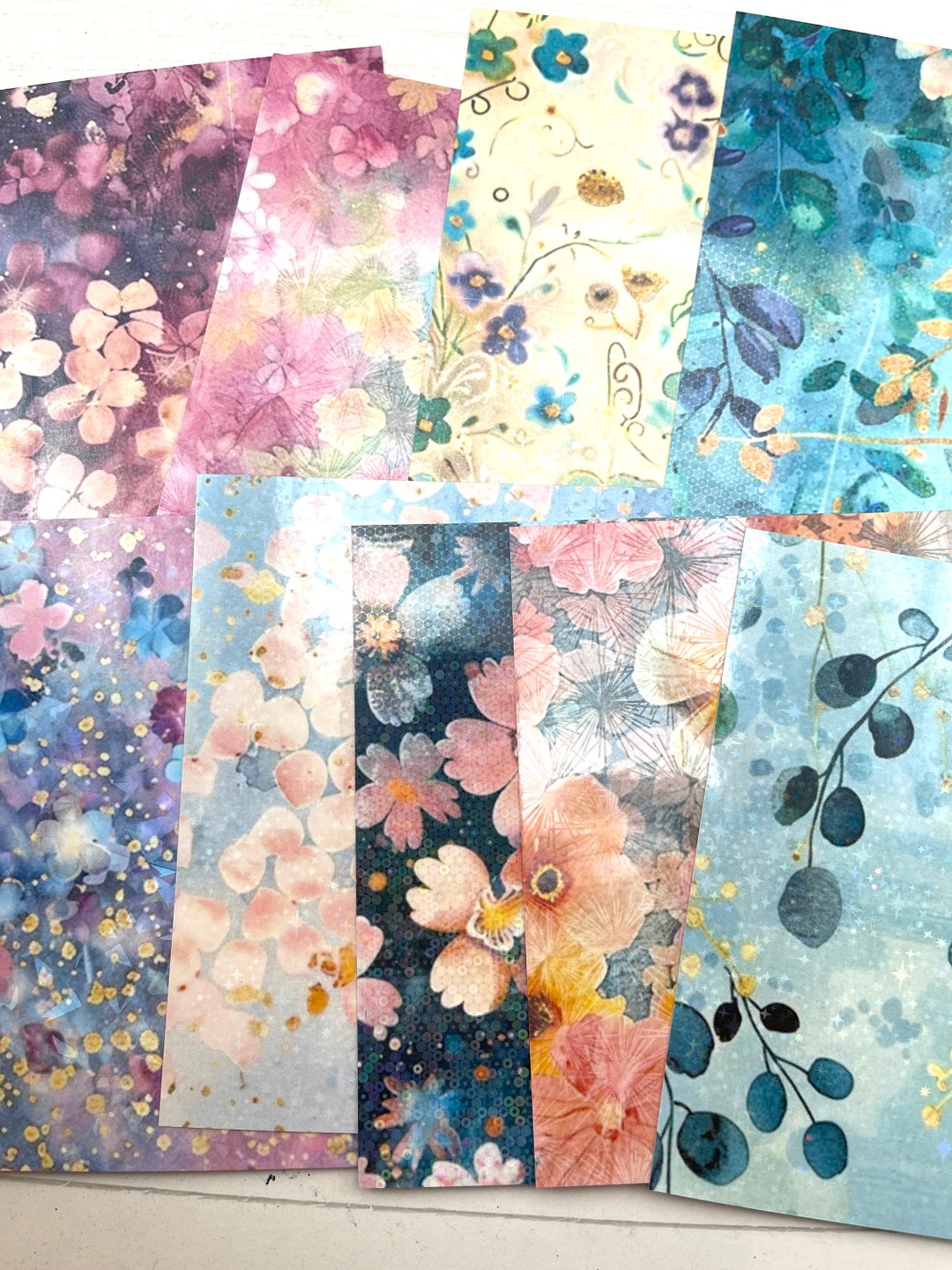 Holographic Vintage Flower Art Background Sheets Cardstock 4x5.25" or ...