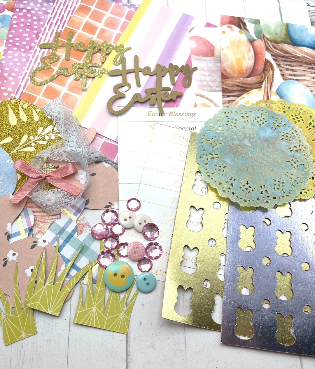 Easter Card Kit Easter Creative Paper Pack Easter Bunny Spring Ephemera ...