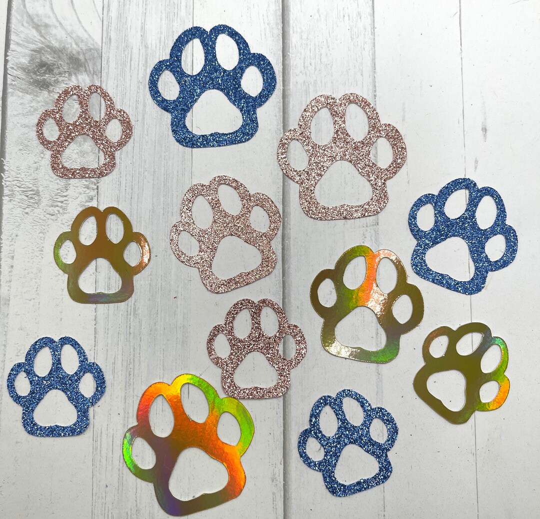 Die Cuts Paw Prints 20 Pieces Mirror Glitter Cardstock Pawprints Die ...